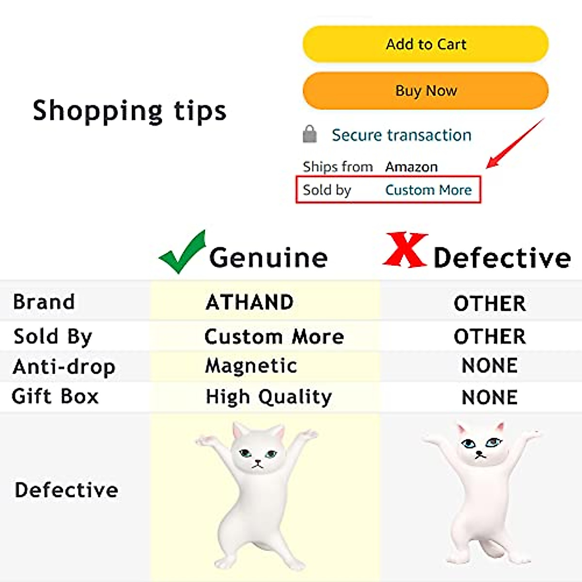 Cute Stuff Home Decor Fun Kitty Decoration for Desk Shelf Magnetic Dance Cat Airpod Holder Headphone Earbuds Holder for Apple AirPods 1& 2 3 Pro, Unique Birthday Bday Gifts Ideas (White)