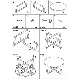 AZL1 Life Concept Rustic Farmhouse Round Metal Coffee Accent Table for Living Room, Grey Concrete
