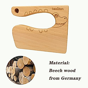 Kasiden Wooden Kids Knife for Cooking,6 Pieces Kid Safe Knives,Serrated Edges Toddler Knife,Potato Slicers Cooking Knives,Kitchen Toy,Chopper,Vegetable and Fruit Cutter (Over 3 Years Old)