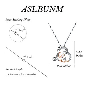 ASLBUNM Daughter Necklace 925 Sterling Silver Butterfly Jewelry Always My Daughter Forever My Friend Love Heart Pendant Necklaces Birthday Gifts for Daughter