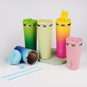 BJPKPK 22oz Tumbler With lid And Straw Stainless Steel Travel Coffee Mug Insulated Tumblers Cups,Light Pink