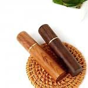 Hand Sewing Needles Storage Wooden Box Needles Bottle Sandalwood Needle Holder Needlework Storage Wood Case Toothpick Box(no Pattern,Black)