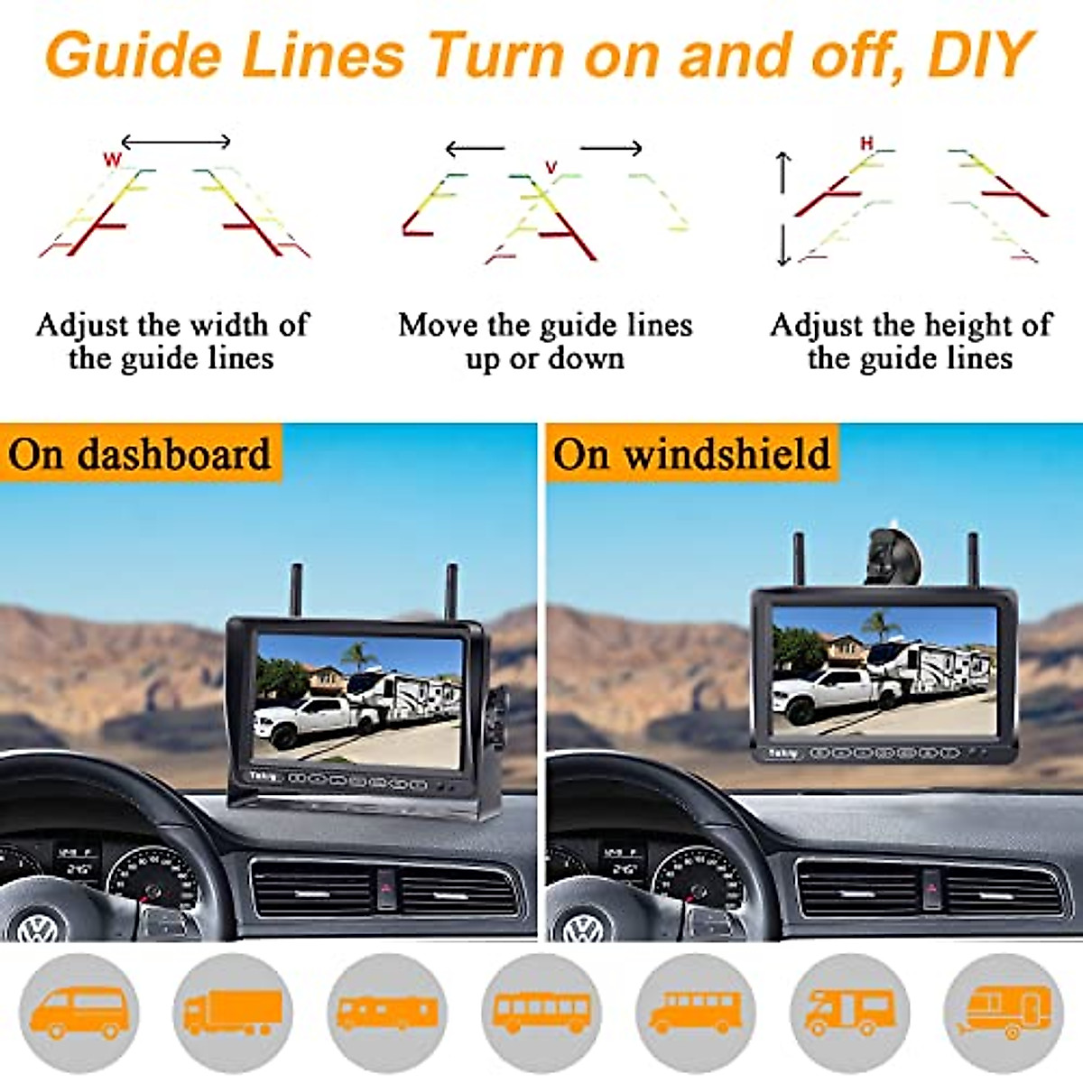 Yakry RV Backup Camera Wireless HD 1080P with 7 Inch Touch Key DVR Monitor for RVs,Campers,Trailers,Trucks Adapter For Furrion-Pre-wired RVs High-Speed Rear View Observation IR Night Vision Y27