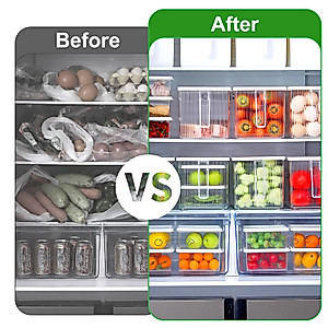 Bokelai 5 Pack Fridge Organizers Clear Food Storage Containers with Lids & Handle Cereal Containers Stackable Refrigerator Organizer Bins Reusable Idea for Pantry Kitchen Cabinet