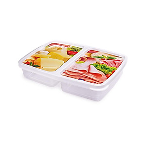 BRAZILIAN CORNER Deli Meat, Ham and Cheese Slice Storage Container with Lid, 37.1 Fl Oz, 2 Parts Plasutil | Reusable Bacon Keeper Container, Preserves Freshness & Flavor BPA-Free