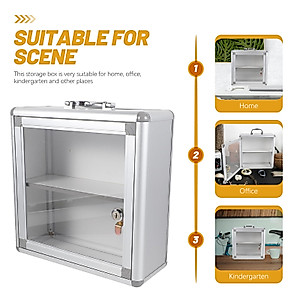 Healeved Box Box Medicine Equipment Medicine Case Visible Locking Case Wall Hanging Medicine Container Community Supplies Community Accessories Storage Box Wall-Mounted Metal