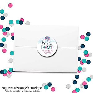 Ice Skating-Themed Thank You Sticker Labels for Girls, 40 2" Party Circle Stickers by AmandaCreation, Great for Party Favors, Envelope Seals & Goodie Bags