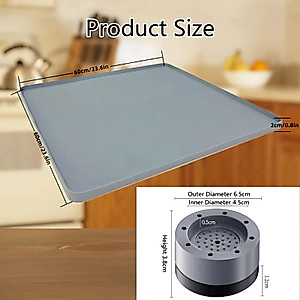 QinSuiKai Mini Fridge Silicone Mat with Raised Edges, 24" x 24" x 0.8" Mini Fridge Drip Tray With 4 Base Raisers, Mini Refrigerator Carpets Floor Protector (Black)