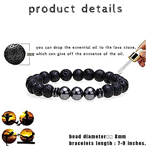 WAINIS 12 PCS Gemstone Beads Stretch Bracelets for Men Women Energy Yoga Healing Matte Lava Rock Volcanic Stone Essential Diffuser Oil Bracelet