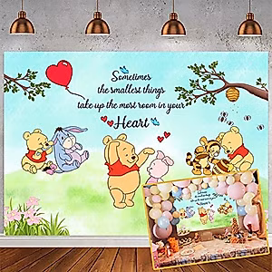 DMJ Cartoon Little Bear Backdrop for Baby Boys Girls Birthday Party Classic Bear and Its Friends Photography Background Cake Table Decoration Background 5x3ft