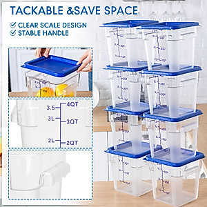 Lallisa 8 Pack 4 Qt Clear Food Storage Container with Handles and Lid Commercial Grade Square Food Storage Containers with Lids Polycarbonate Storage Container for Home Kitchen Restaurant