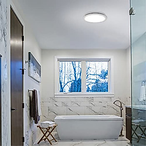 Homewerks 7141-50 Bathroom Fan Integrated LED Light Ceiling Mount Exhaust Ventilation 0.7 Sones 50 CFM, White