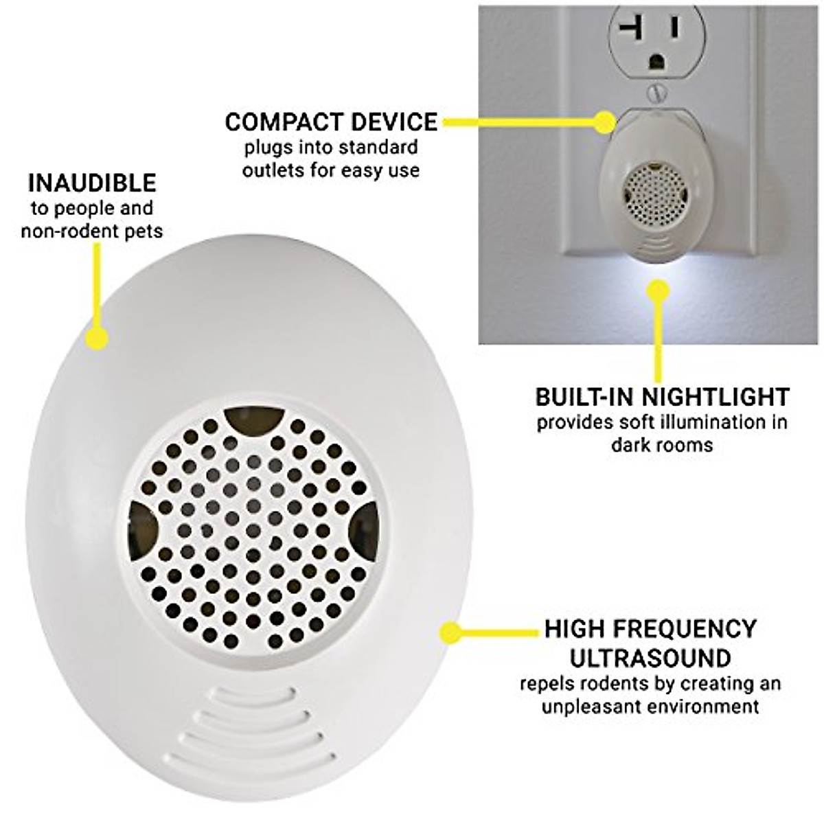 Victor Mini M753SN Ultrasonic with Nightlight, 3-Pack ,White
