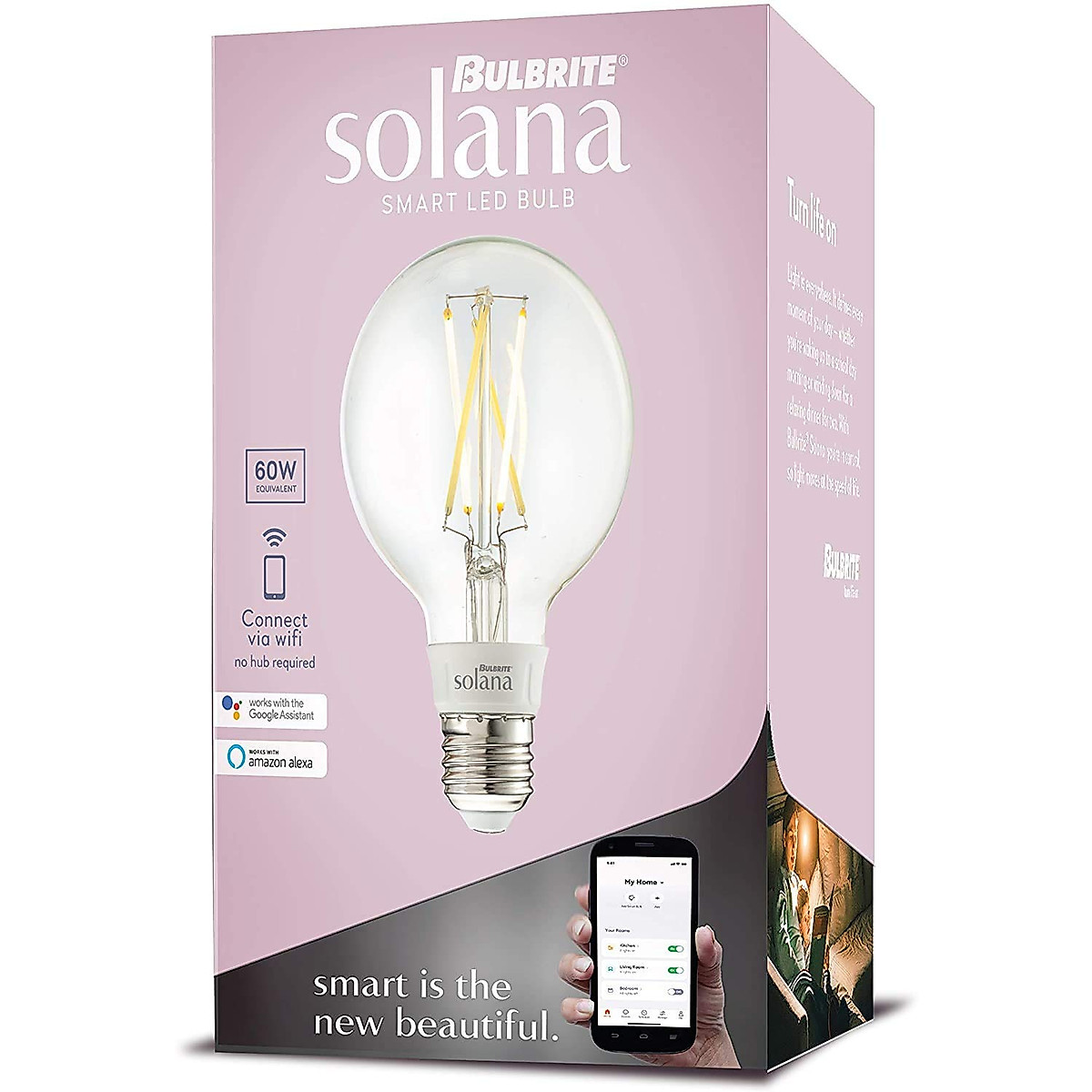 Bulbrite Solana 2-Pack G25 WiFi Connected Edison Filament LED Smart Light Bulb, Clear
