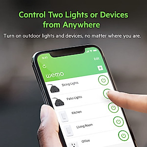 WeMo WiFi Outdoor Smart Plug - Voice Control Works With Alexa, Hey Google & Homekit - Smart Outlet to Control Smart Home Lights, Holiday Decor & Other Outdoor Devices - Weather-Resistant Design