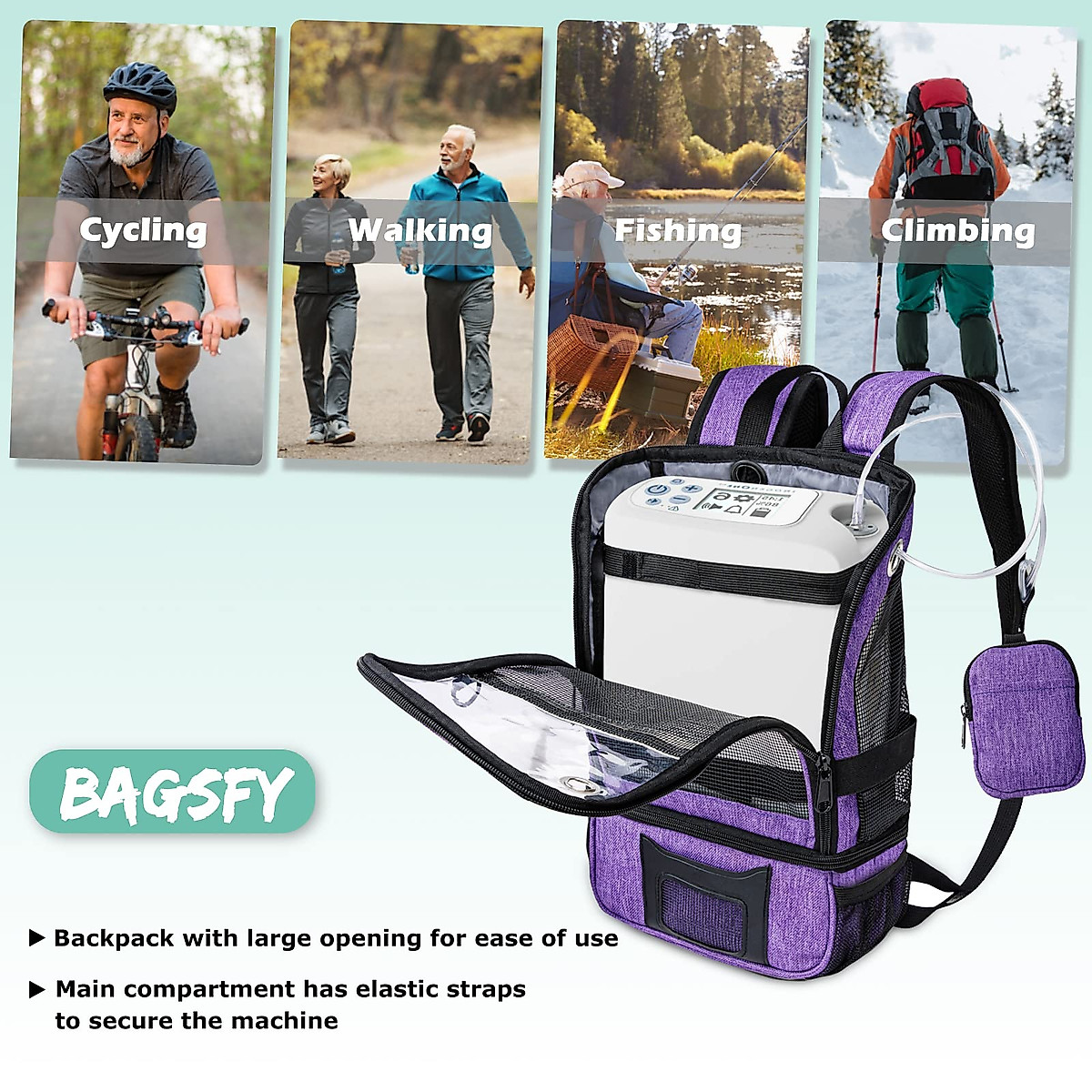 BAGSFY Oxygen Concentrator Backpack for Inogen One G5, G3, Rove 6, Lightweight Machine Carrying Bag for Inogen One G5 Accessories and Battery.