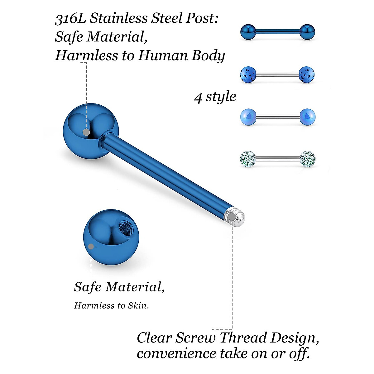 Vsnnsns 14G Nipple Rings Tongue Rings Piercing 14mm Stainless Steel Nipplerings Straight Barbell Nipple Rings Body Piercing Jewelry for Women Men 24 Pairs