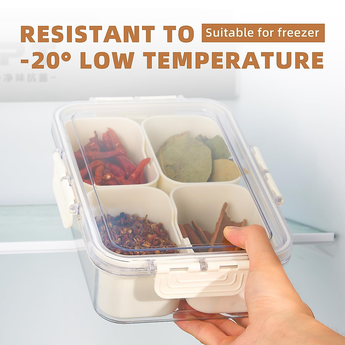 Capella Edge Snack Box - Divided Clear Serving Tray, 4 Compartments for Snacks, Fruits, Nuts, Candy - Portable for Parties, Picnics, Travel, and Entertaining