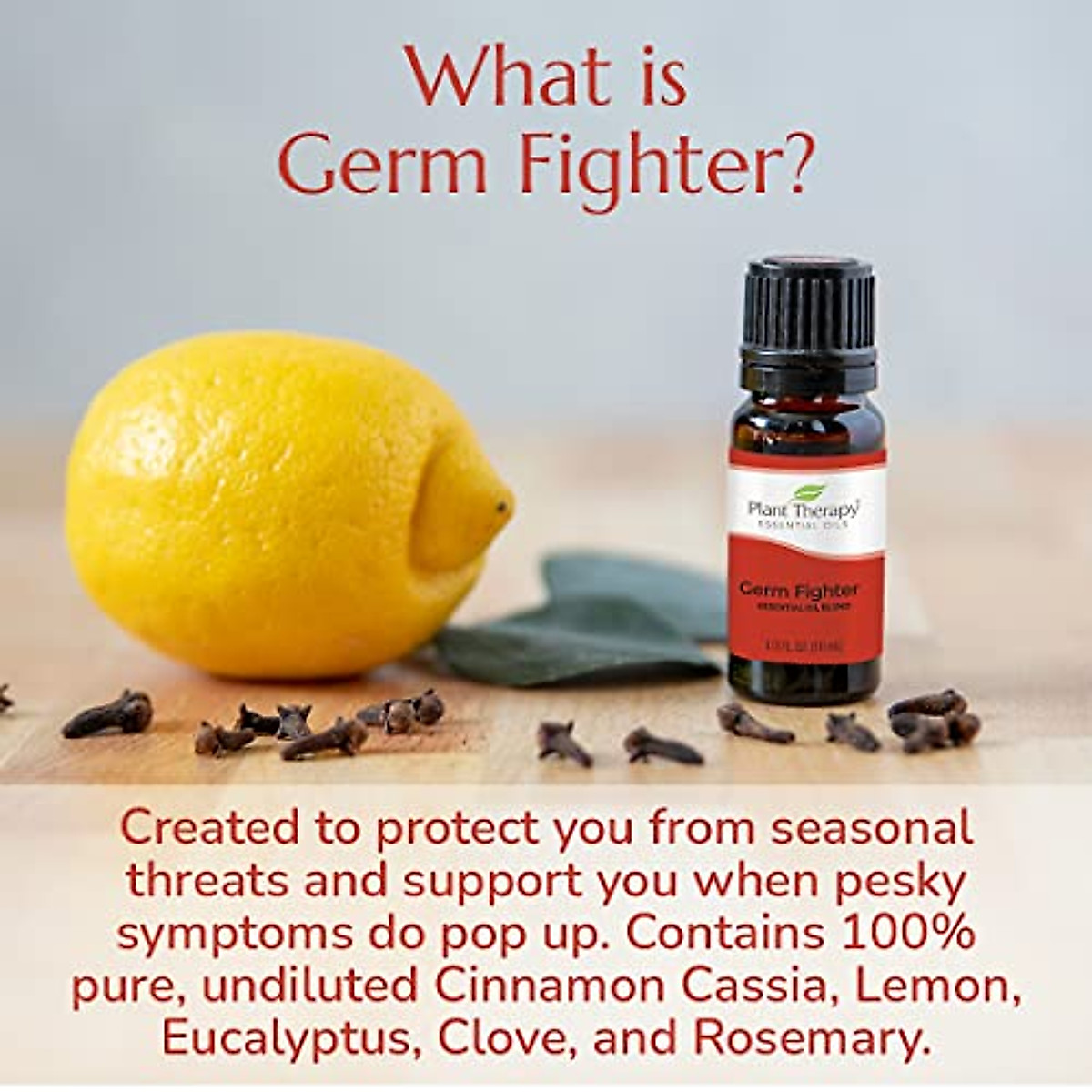 Plant Therapy Germ Fighter Essential Oil Blend 100% Pure, Undiluted, Natural Aromatherapy, Therapeutic Grade 30 mL (1 oz)