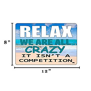 Rogue River Tactical Funny Sarcastic Work Office Retail Metal Tin Sign, 12x8 Inch, Wall Decor -Bar Boss Employee Coworker Relax We are All Crazy