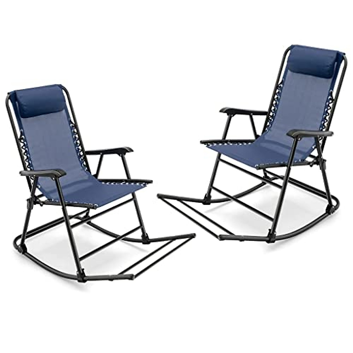 PDGJG 2 Piece Patio Camping Rocking Chair Folding Rocking Chair Footrest