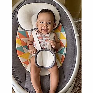 Dream On Me Zazu Baby Swing, Baby Swing for Infant, 5- Swinging Speed, Two Attached Toys, Bluetooth Enabled and Remote Control, Grey and Pink