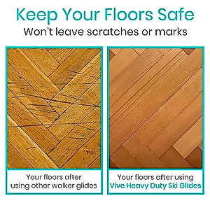 Vive Walker Ski Glides & Covers 4 PCS - Tennis Ball Accessories Sliders for Seniors, Universal, Heavy Duty - Precut Medical Folding Rolling Slider Replacement Feet Coaster Cap Gliders, Durable