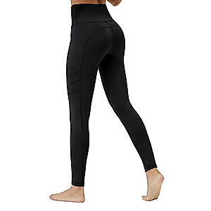 vnnink Leggings for Women,high Waisted Yoga Pants with pocktes,Black Tummy Control Workout Compression Leggings,Running,Gym,Womens Soft Hiking,Athletic,Fittin Spandex Leggings-05S