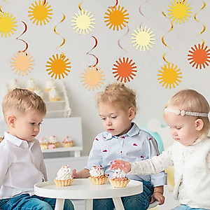 60Pcs Boho Sun Banners First Trip Around The Sun Birthday Decorations Muted Boho Sun Garland Kit Boho Sunshine Hanging Swirl for Indoor Outdoor 1st Birthday Baby Shower Favor Party Supplies Decor