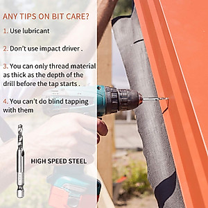 HUAZHICHUN 6Pcs Metric Drill Tap Set Hex Shank Combination Drill and Tap Bit Set HSS Screw Tap Deburr Drill Bits M3-M10