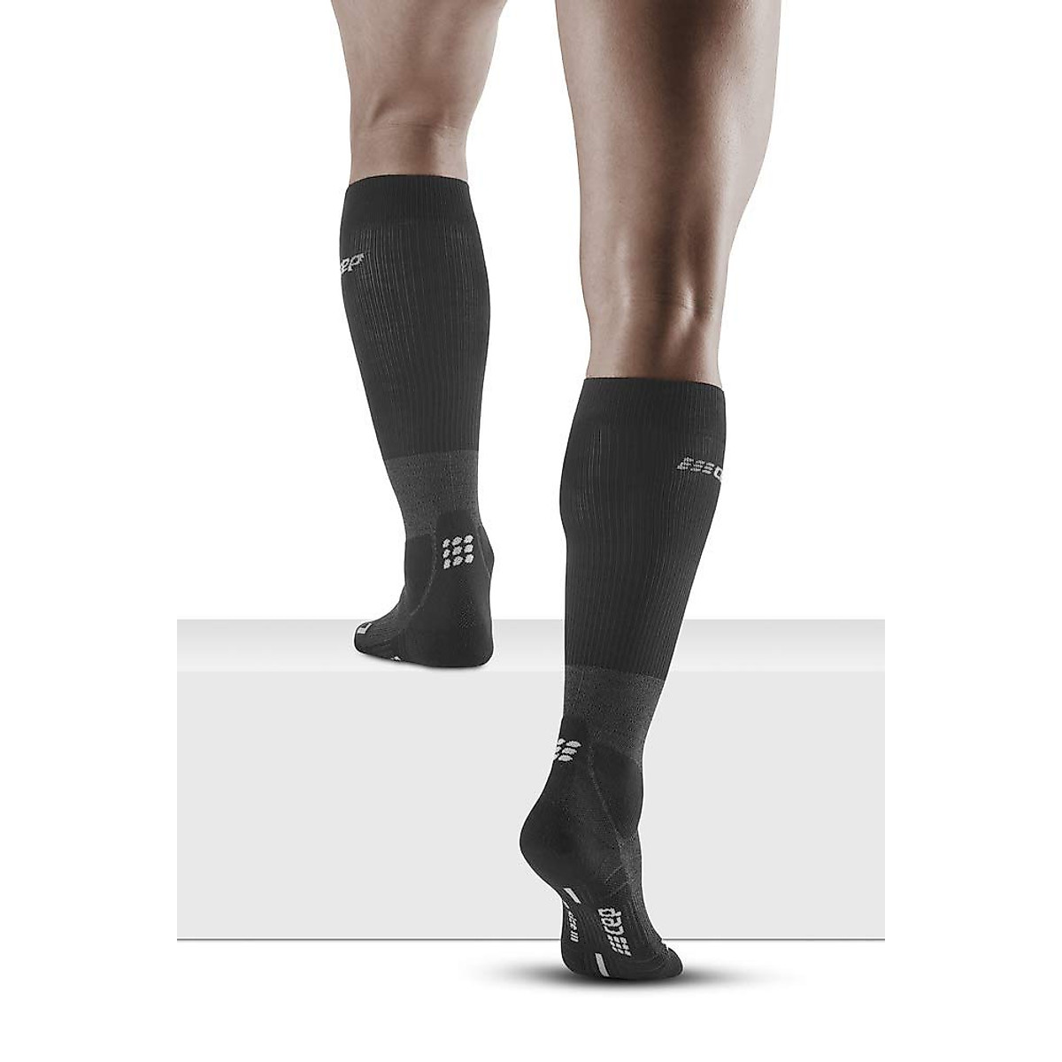 CEP Men's Merino Wool Hiking Tall Knee High Compression Socks, Stonegrey/Grey, Men, III