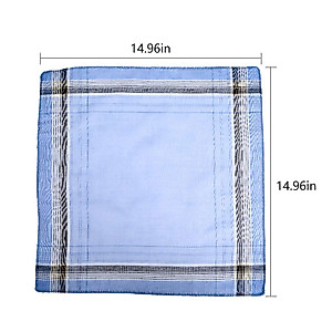 uywapvt 12Pcs Cotton Men Handkerchiefs, 15“ x 15" Coloured Stripe 100% Soft Cotton Mens Handkerchiefs Checkered Pattern Pocket Square Hankies Gift for Gentleman Father Male Friend
