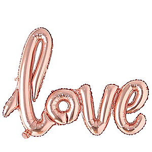 Giant multicolor Love Letter Foil Balloons Champagne Love Balloon, Wedding Party Decoration Valentines Day Gift Marriage Decor (Rose Gold)