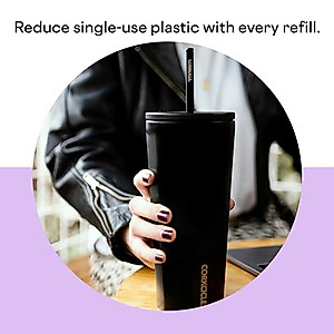 Corkcicle Cold Cup Insulated Tumbler with Lid and Straw, Sun-Soaked Lilac, 24 oz – Reusable Water Bottle Keeps Beverages Cold for 12hrs, Hot 5hrs – Cupholder Friendly Tumbler, Lid for Flexible Sipping