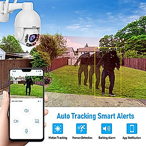 JideTech 5MP PTZ WiFi Camera Outdoor,5X Optical Zoom Camera with Auto-Tracking,200ft Night Vision, 2-Way Audio, Motion Detection Alarm, IP66 Waterproof, 128G SD Card Slot