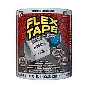 Flex Tape Rubberized Waterproof Tape, 4" x 5', Clear