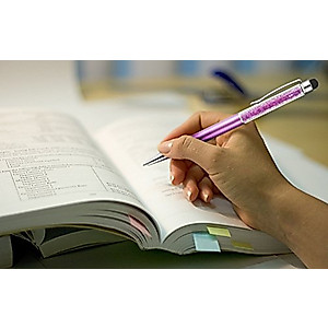 8pcs 2 in 1 Slim Crystal Stylus & Ballpoint Pens for Universal Touch Screen Devices for iPad iPhone, Samsung Galaxy, Tablets, Capacitive Pen, Black Ink Ball Point Pen