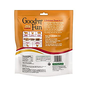 Good'n'Fun Triple Flavored Rawhide Kabobs for Dogs, 12 Oz (3 Pack)