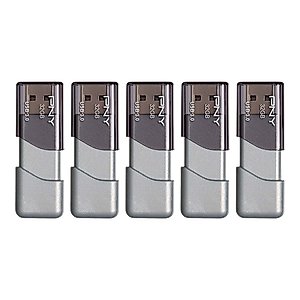 PNY 32GB Turbo Attache 3 USB 3.0 Flash Drive 5-Pack, Grey