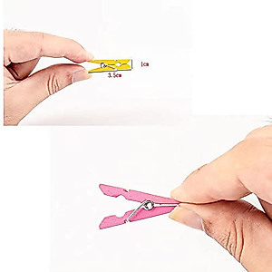 Mippein 100pcs Sturdy Colored Wooden Mini Small Tiny clothespins for Dry Laundry on Clothesline, Bag Clips, Crafts, Photos, Home, School, Arts Crafts Deco