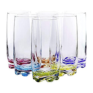 Vibrant Splash Water, Beverage Highball Glasses, 13.25 Ounce - Set of 6