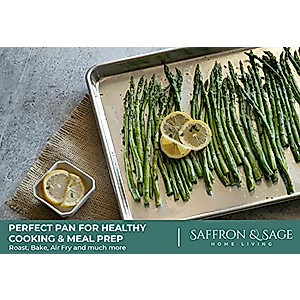 Commercial Quality Cookie Sheet Pan - 2 Pack Aluminum Half Sheet Baking Pan by Saffron & Sage Home Living - This 13x18 Baking Sheet Set is Rust & Warp Resistant, Heavy Duty, of Thick Gauge