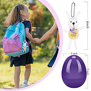 CAKKA Easter Eggs with Toys Inside, 12 Pack Prefilled Easter Eggs with Bunny Animal Plush, 3” Pre Filled Plastic Easter Eggs, Easter Fillers Stuffers Toys for Toddlers 1-3 Baby Girls