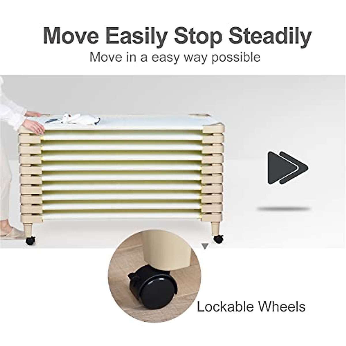 KRAND Kids Stackable Daycare Cot Rest Mat with Easy Lift Corners for Toddler Naptime at Preschool Classroom,Standard 22" W x 52" L (Ivory/Pack of 5, Wheels Included)