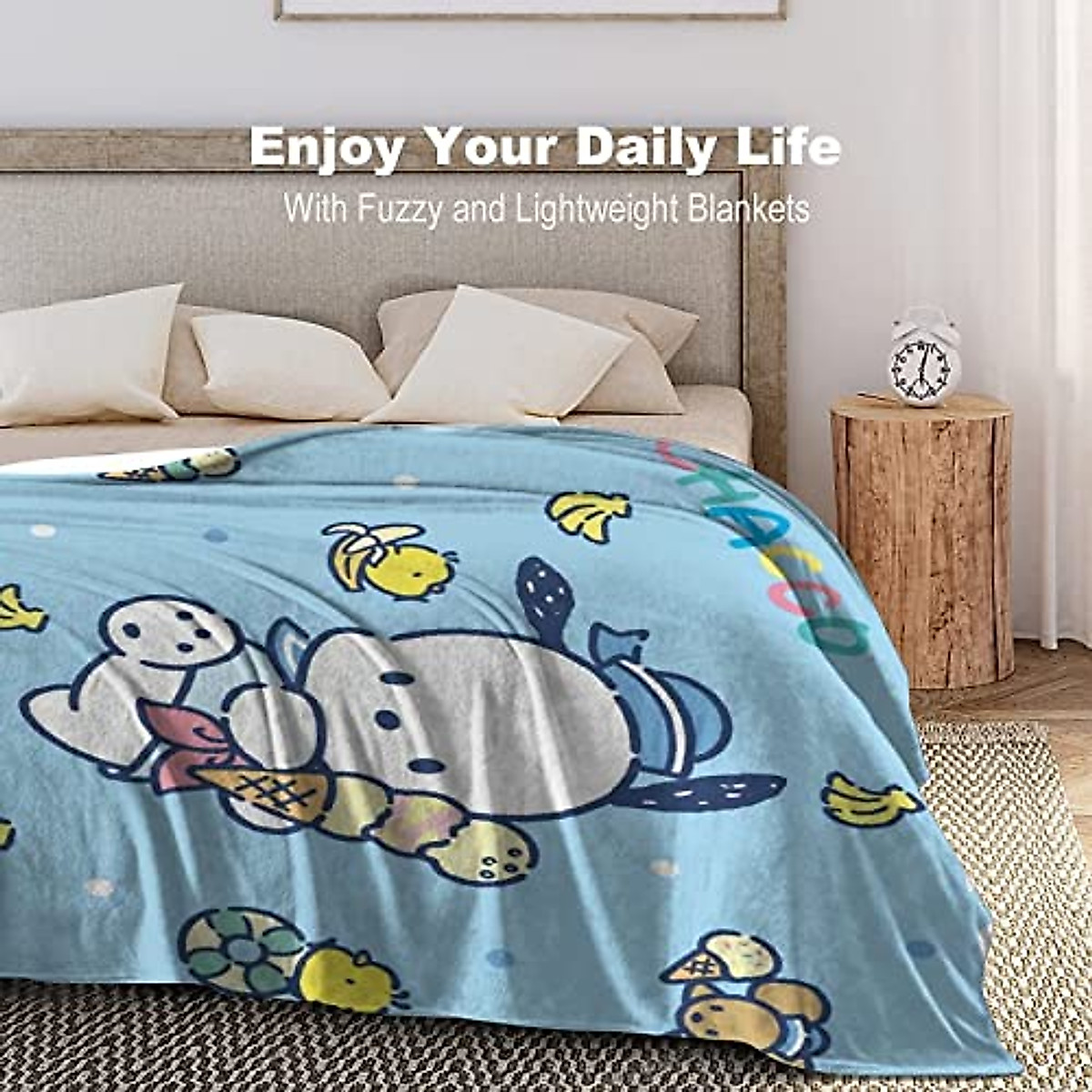 Ladycute P0ch-acc0 Flannel Throw Blanket Cozy Fluffy Prevent Pilling Resist Wrinkles for Bed Living Room Couch Chair Travel 40"x50"