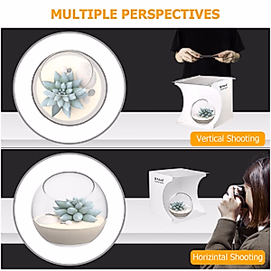 Qulable Photo Studio Box, Mini Photo Shooting Tent Kit, Foldable Photography Lighting Softbox with 6 Colors Photography Backdrops for Advertising Photography Lighting Tool (20 cm Light Box)