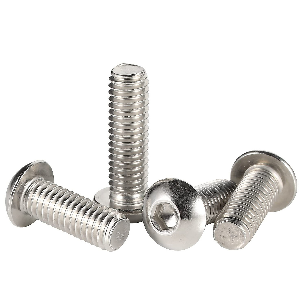 M6-1.0 x 12mm Button Head Socket Cap Screws, Allen Socket Drive, Stainless Steel 18-8, Bright Finish, Quantity 25