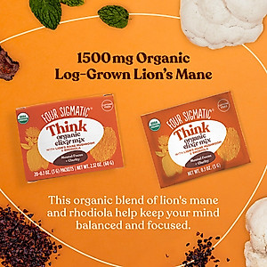 Four Sigmatic Lion's Mane Mushroom Elixir | Coffee Alternative with Organic Lion's Mane Mushroom Powder, Rhodiola & Rose Hips | Immune & Memory Support | Paleo | Pack of 20