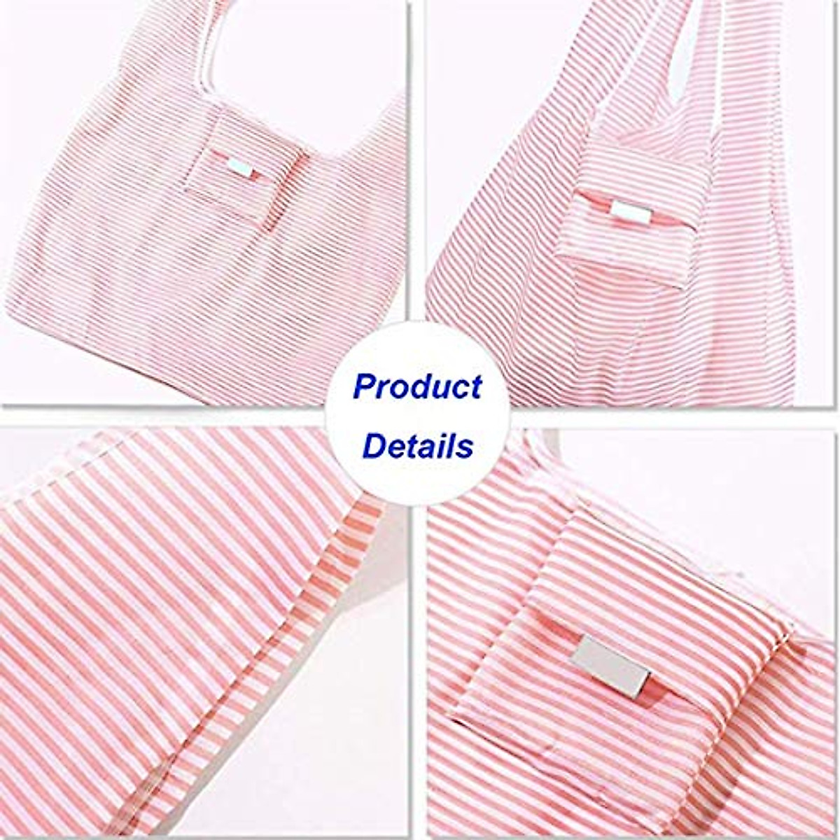 Pack of 6 Reusable Grocery Bags Set, Grocery Tote Foldable into Attached Pouch, Reinforced Polyester Reusable Shopping Bags, Washable, Durable and Lightweight