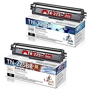 DRAWN TN225 Compatible High Yield TN-225BK TN225BK 2-Pack Black Cartridges Replacement for Brother MFC-9130CW MFC-9140CDN HL-3150CDN HL-3180CDW HL-3170CDW Printer (3,100 Yield - Toner Cartridge)